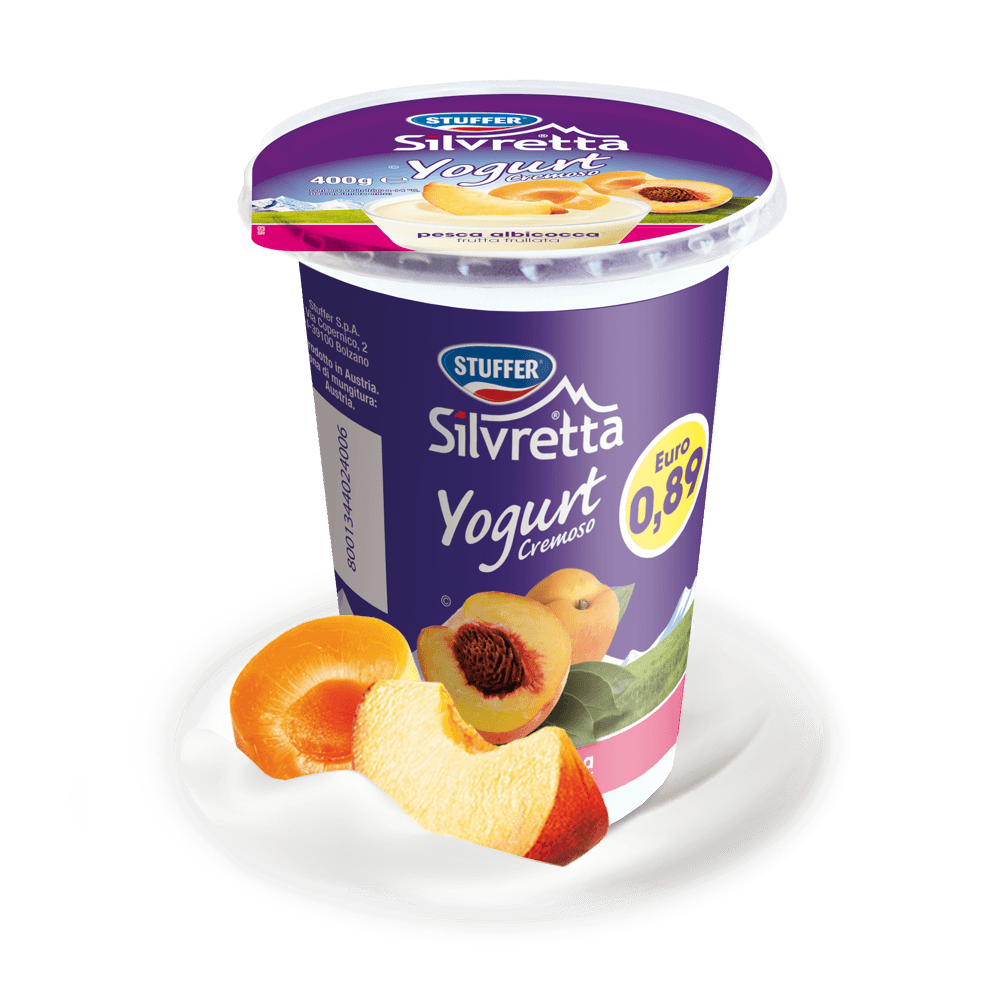 SILVRETTA YOGURT INTERO CREMOSO 400g Pesca e Albicocca - Stuffer